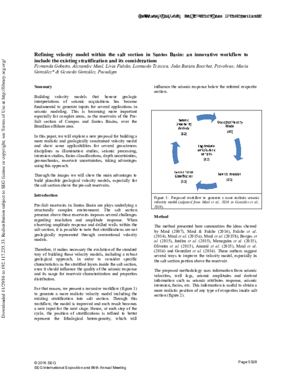 (PDF) Refining velocity model within the salt section in Santos Basin: An innovative workflow to ...