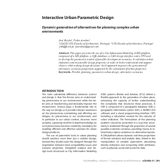 Pdf Interactive Urban Parametric Design
