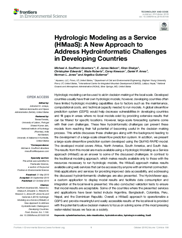 (PDF) Hydrologic Modeling as a Service (HMaaS): A New Approach to Address Hydroinformatic ...