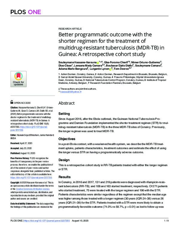 (PDF) Better programmatic outcome with the shorter regimen for the treatment of multidrug ...