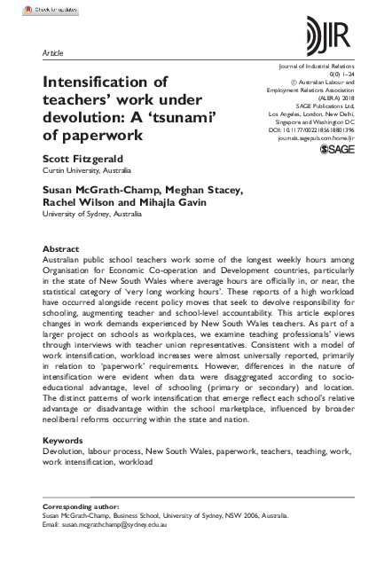 (PDF) Intensification of teachers’ work under devolution: A ‘tsunami ...
