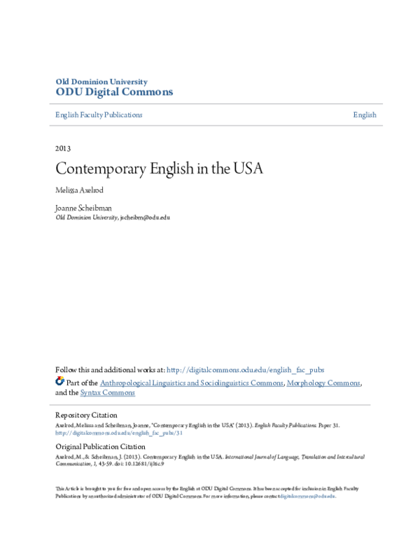 (PDF) Contemporary English in the USA