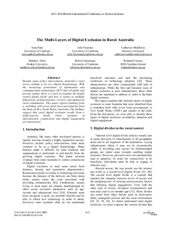(PDF) The Multi-layers of Digital Exclusion in Rural Australia