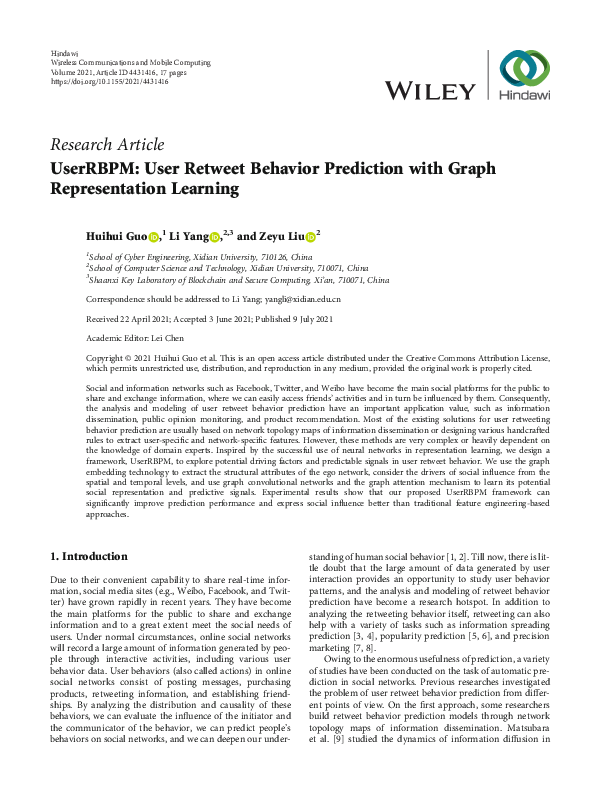 (PDF) UserRBPM: User Retweet Behavior Prediction with Graph ...