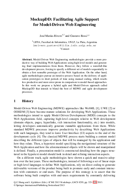 (PDF) MockupDD: Facilitating Agile Support for Model-Driven Web Engineering