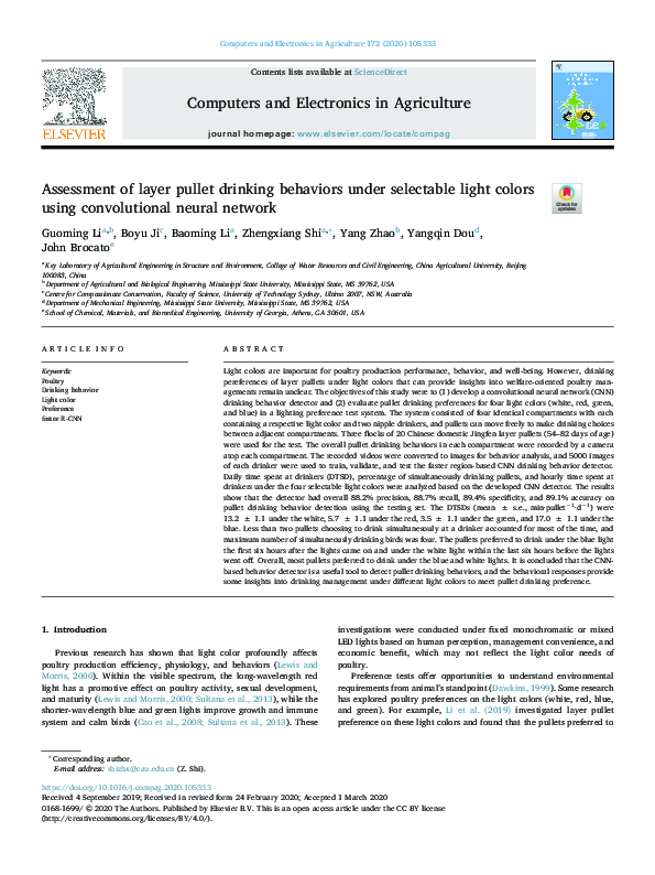 (PDF) Assessment of layer pullet drinking behaviors under selectable ...