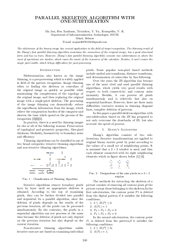 (PDF) Parallel skeleton algorithm with one-subiteration