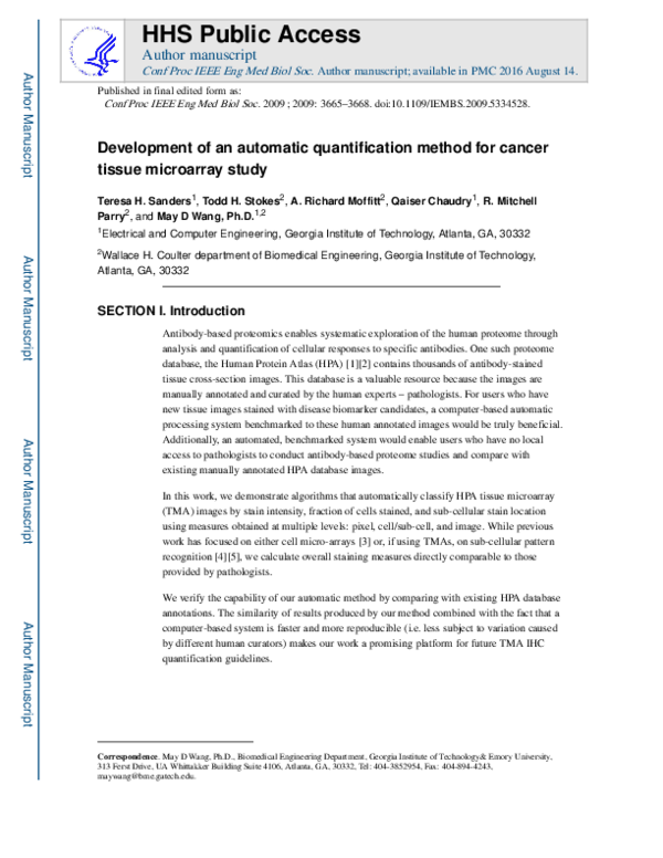 (PDF) Development of an automatic quantification method for cancer ...