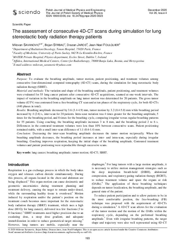 (PDF) The assessment of consecutive 4D-CT scans during simulation for ...