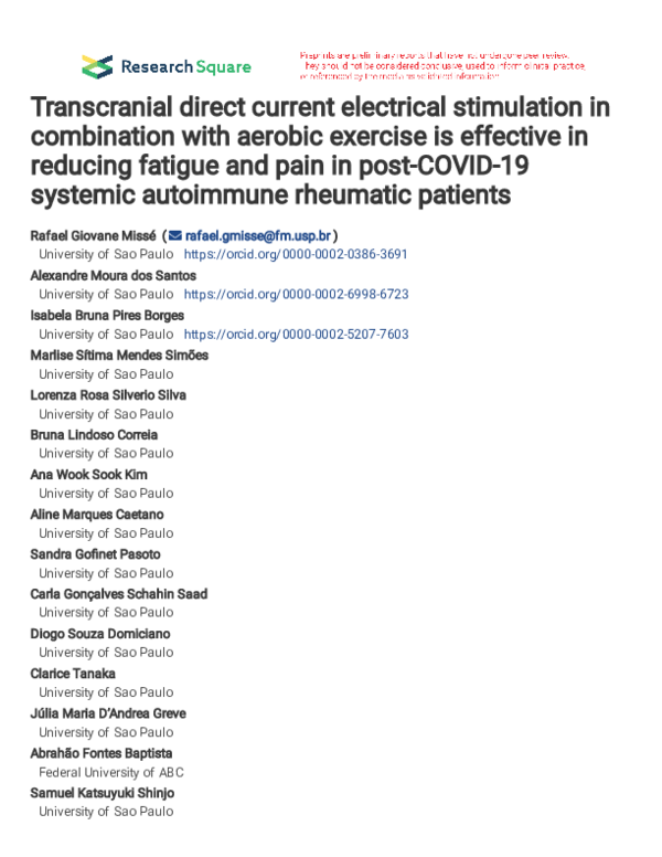 (PDF) Transcranial direct current electrical stimulation in combination with aerobic exercise is ...
