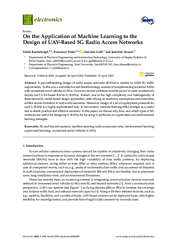 (PDF) On the Application of Machine Learning to the Design of UAV-Based ...