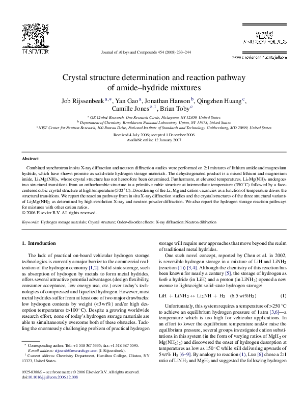 (PDF) Crystal structure determination and reaction pathway of amide ...