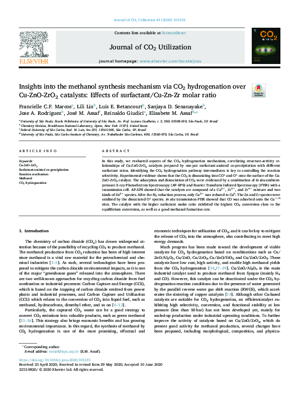(PDF) Insights into the methanol synthesis mechanism via CO2 hydrogenation over Cu-ZnO-ZrO2 ...