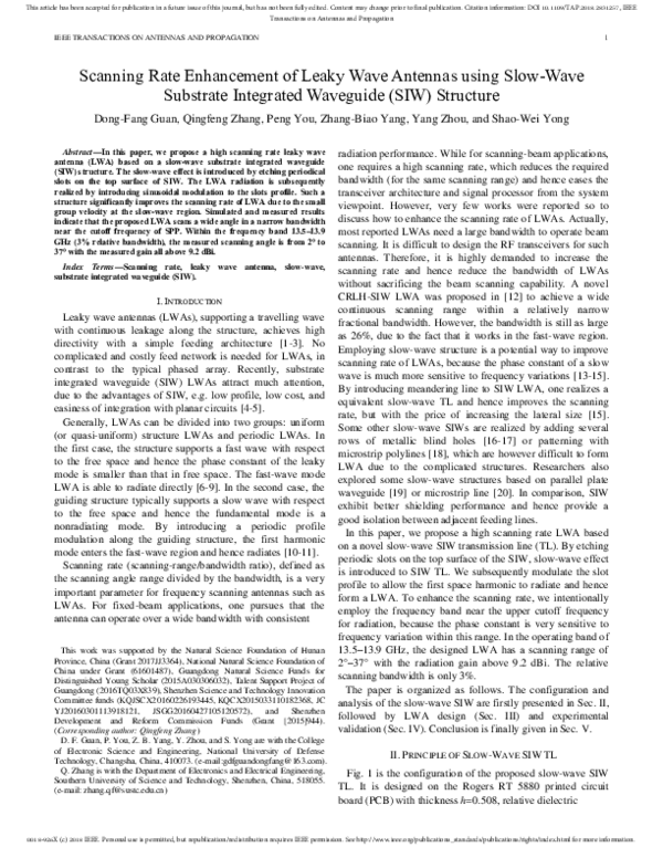 (PDF) Scanning Rate Enhancement of Leaky-Wave Antennas Using Slow-Wave ...