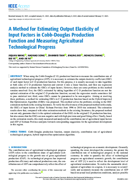 Pdf A Method For Estimating Output Elasticity Of Input Factors In