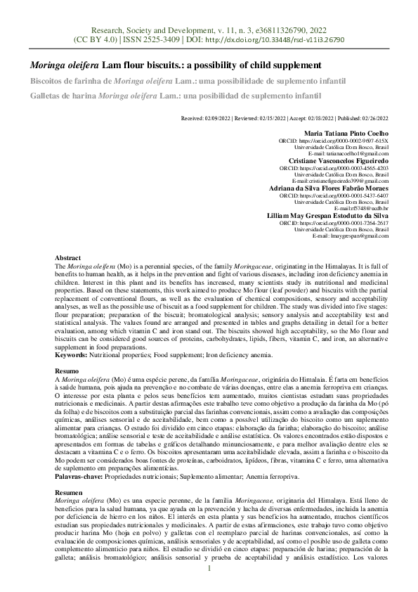 (PDF) Moringa oleifera Lam flour biscuits.: a possibility of child ...