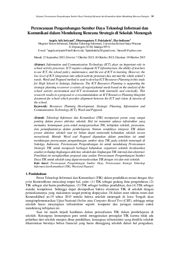 (PDF) Perencanaan Pengembangan Sumber Daya Teknologi Informasi dan Komunikasi dalam Mendukung ...