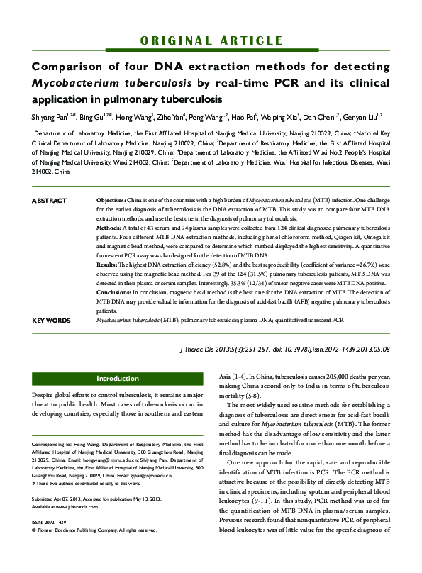 (PDF) Comparison of four DNA extraction methods for detecting ...