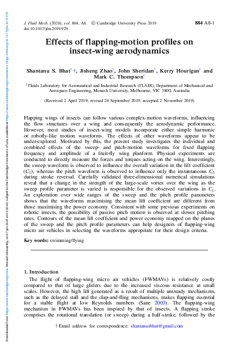 (PDF) Effects of flapping-motion profiles on insect-wing aerodynamics