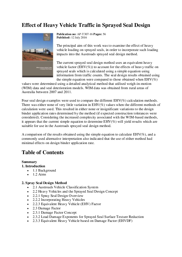 (PDF) Effect of heavy vehicle traffic in sprayed seal design