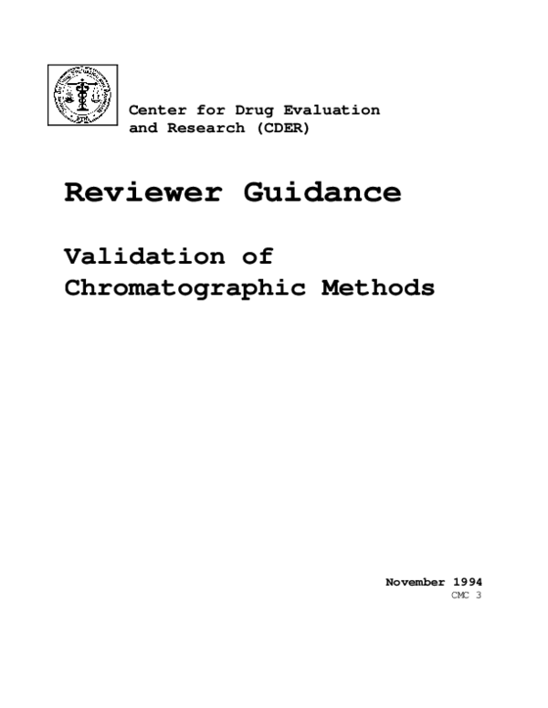Pdf Validation Of Chromatographic Methods