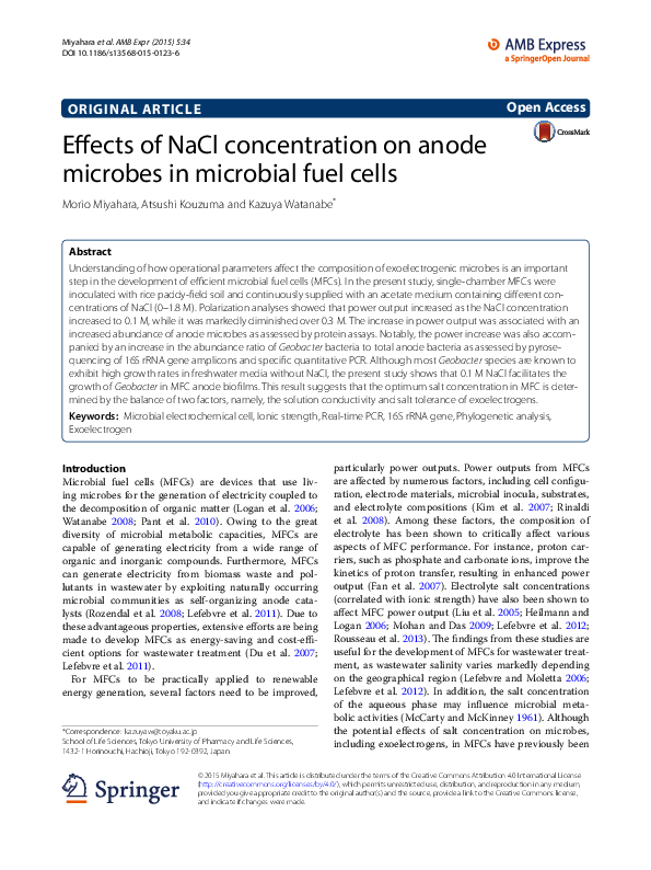 (PDF) Effects of NaCl concentration on anode microbes in microbial fuel cells