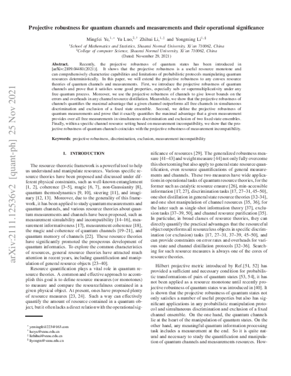 (PDF) Projective Robustness for Quantum Channels and Measurements and ...