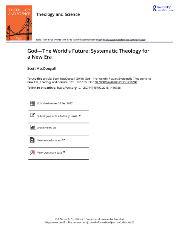 (PDF) God—The World’s Future: Systematic Theology for a New Era | Scott ...