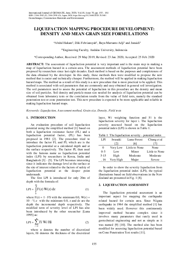 (PDF) Liquefaction Mapping Procedure Development: Density and Mean Grain Size Formulations