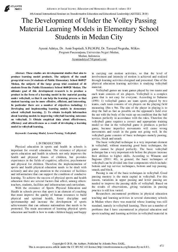 (PDF) The Development of Under the Volley Passing Material Learning ...