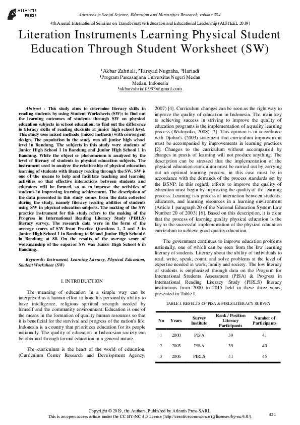 (PDF) Literation Instruments Learning Physical Student Education ...