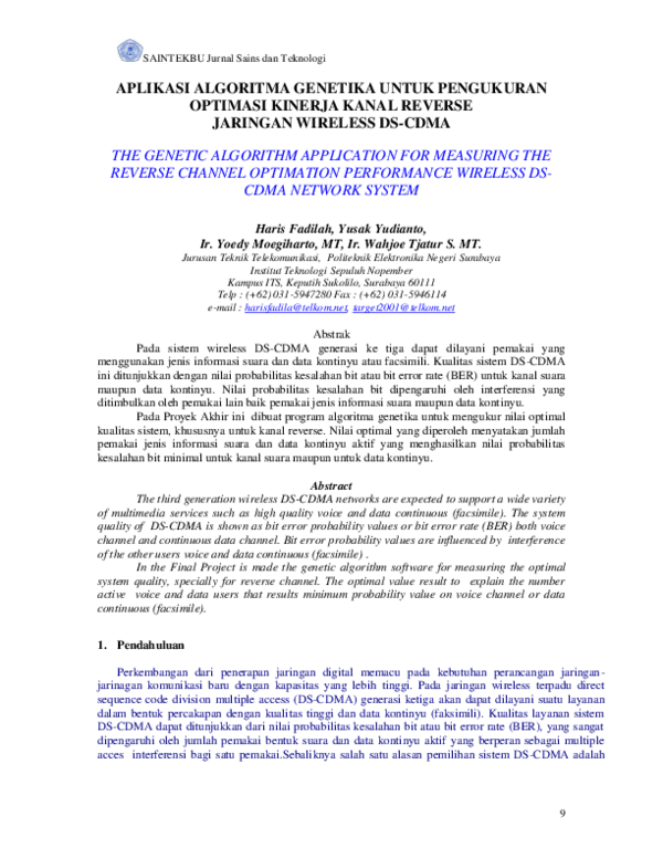 (PDF) The Genetic Algorithm Application for Measuring the Reverse Channel Optimation Performance ...