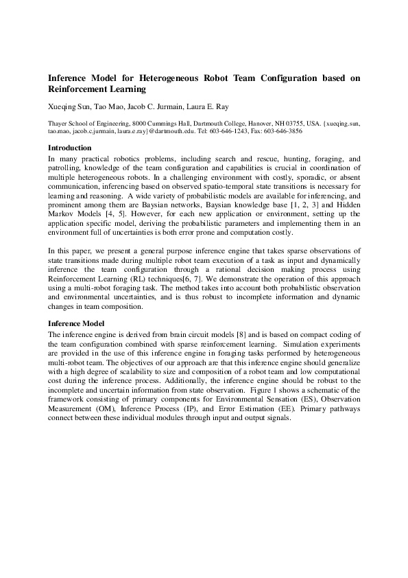 (PDF) Inference model for heterogeneous robot team configuration based on Reinforcement Learning