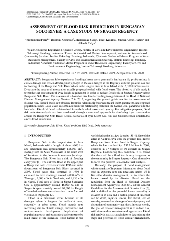 (PDF) Assessment of Flood Risk Reduction in Bengawan Solo River: A Case Study of Sragen Regency