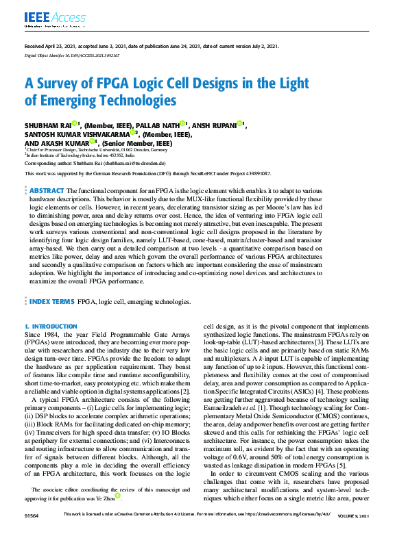 Pdf Fpga Logic Cells A Survey On New Designs 3564