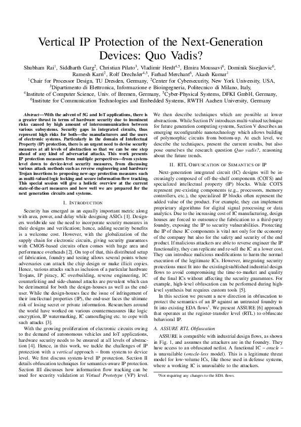 (PDF) Vertical IP Protection of the Next-Generation Devices: Quo Vadis?