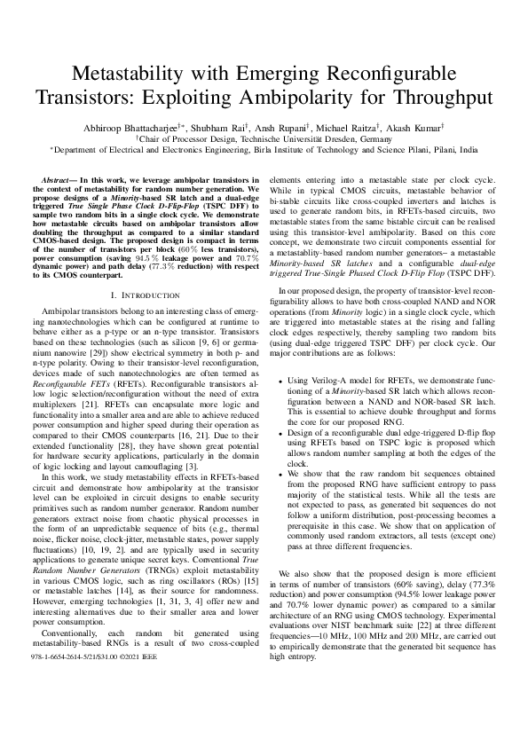 (PDF) Ambipolar Transistors for Improved Throughput
