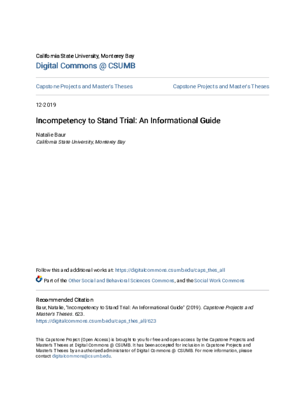 (PDF) Incompetency to Stand Trial: An Informational Guide