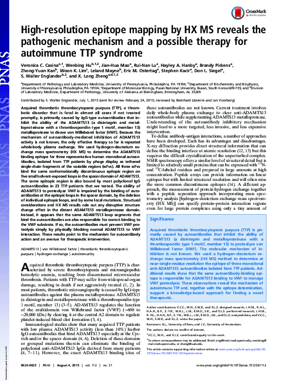 (PDF) High-resolution epitope mapping by HX MS reveals the pathogenic ...