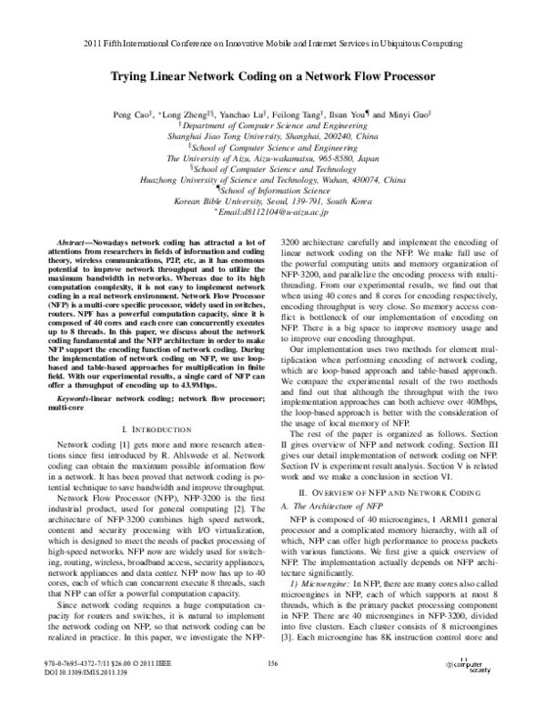 (PDF) Trying Linear Network Coding on a Network Flow Processor
