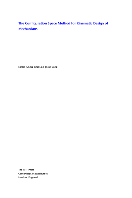 (PDF) The Configuration Space Method for Kinematic Design of Mechanisms