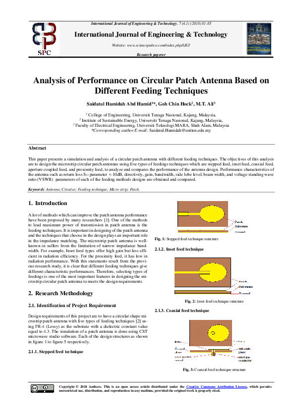 (PDF) Analysis of Performance on Circular Patch Antenna Based on Different Feeding Techniques