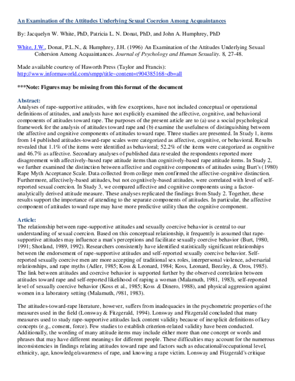 (PDF) An Examination of the Attitudes Underlying Sexual Coercion Among ...