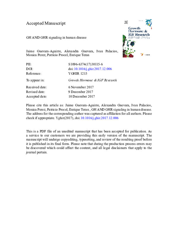 (PDF) GH and GHR signaling in human disease