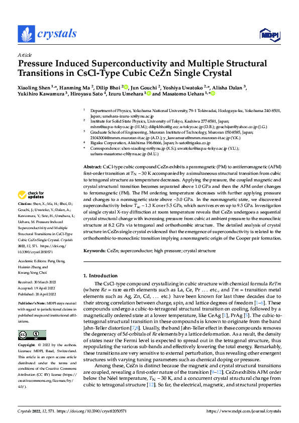 (PDF) Pressure Induced Superconductivity and Multiple Structural Transitions in CsCl-Type Cubic ...
