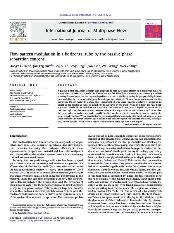 (PDF) Flow pattern modulation in a horizontal tube by the passive phase ...
