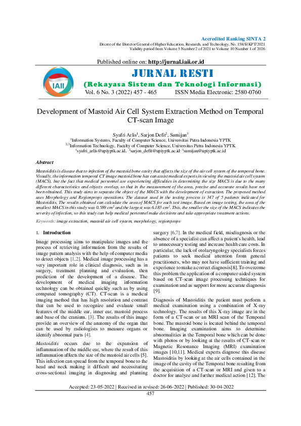 (PDF) Development of Mastoid Air Cell System Extraction Method on ...