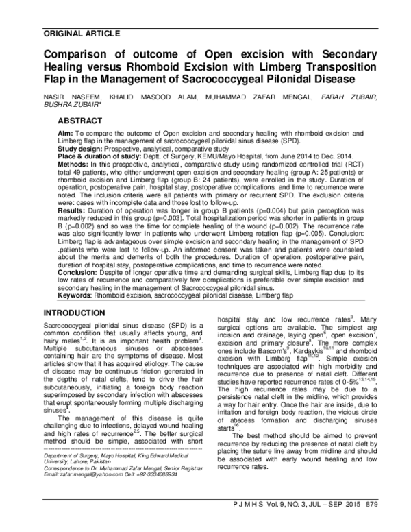 (PDF) Open excision with secondary healing versus rhomboid excision ...