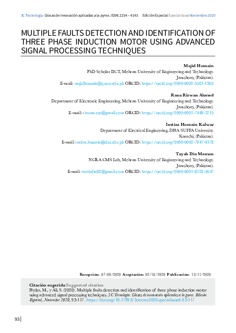 Pdf Multiple Faults Detection And Identification Of Three Phase Induction Motor Using Advanced 