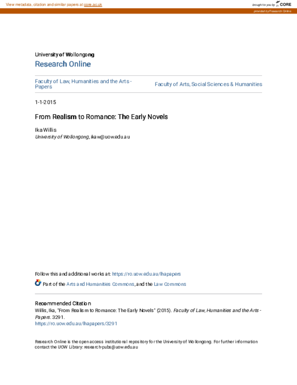 (PDF) From Realism to Romance: The Early Novels